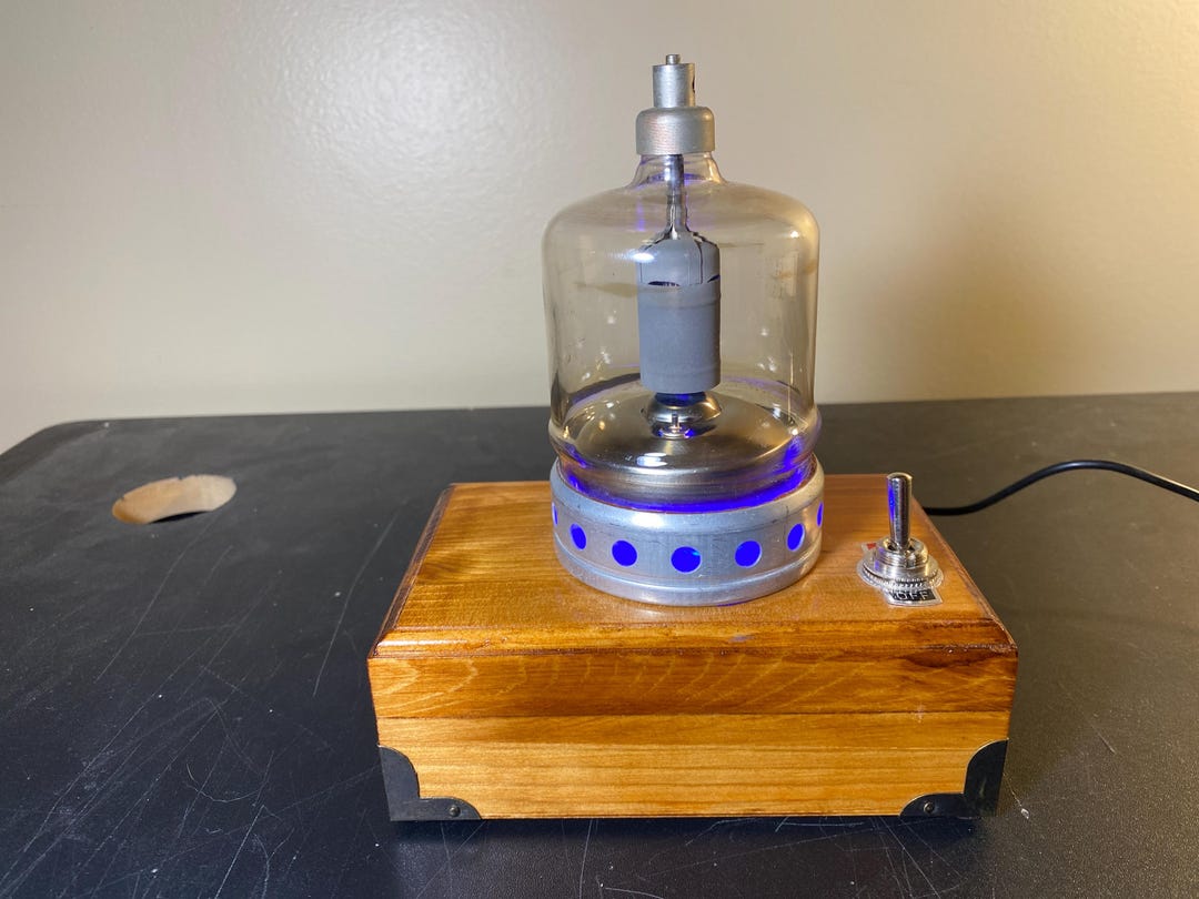 Eimac Industrial Vacuum Tube Night Light / Accent Light With Golden Oak ...