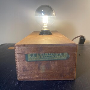 Antique Cigar Box Desk Lamp With Half Chrome LED Edison Bulb and in ...