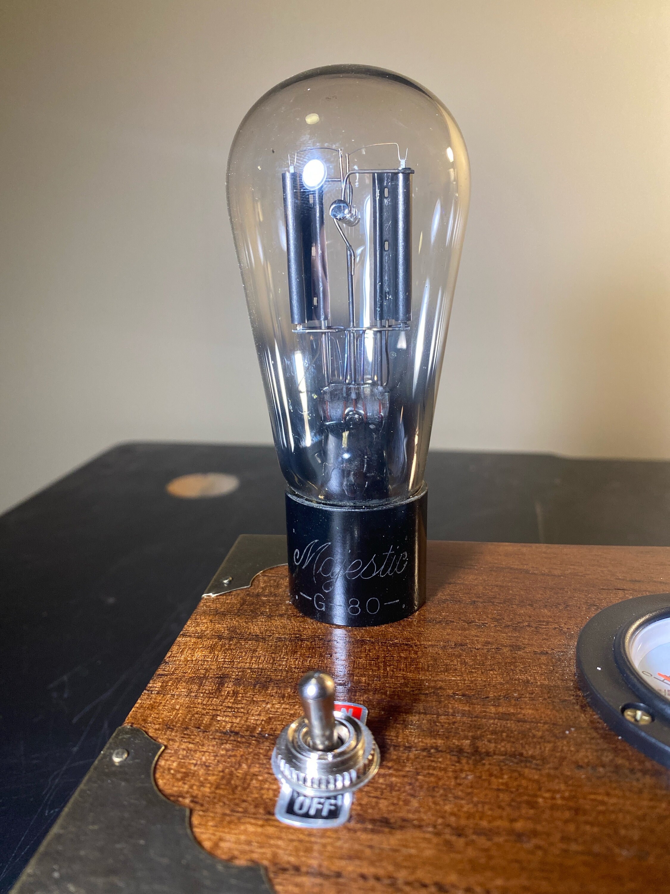 Steampunk Inspired Accent Light With Majestic Vacuum Tube With Green ...