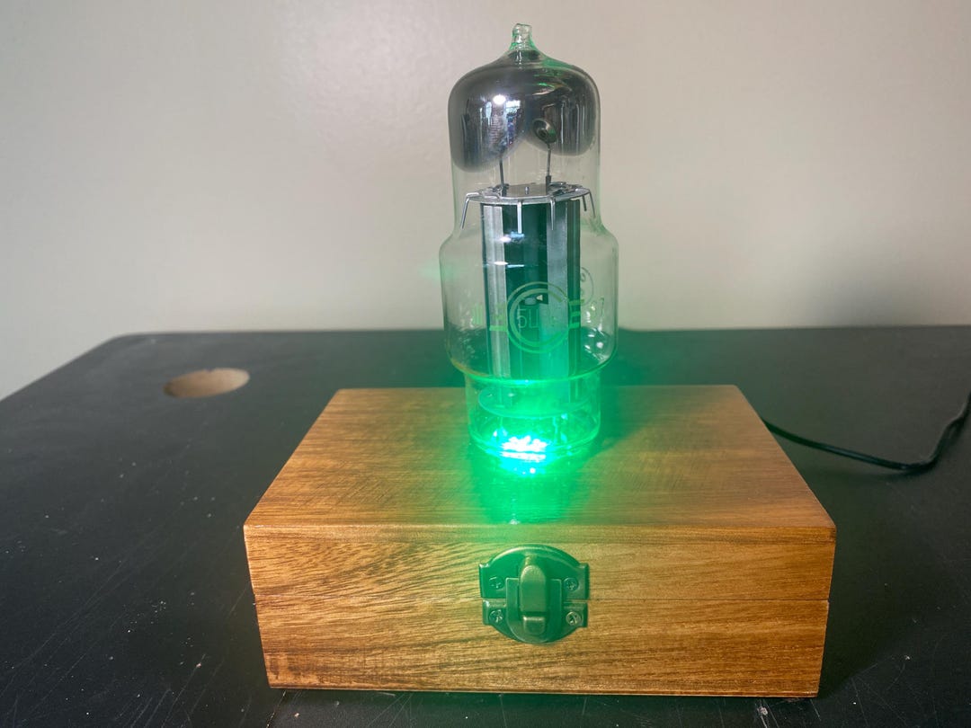 Soviet Era Vacuum Tube Nightlight in Golden Oak With Green Leds and ...
