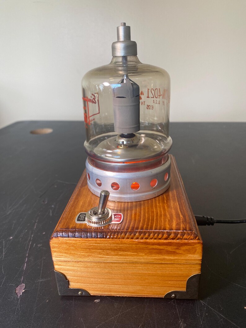 Eimac Industrial Vacuum Tube Night Light / Accent Light With Golden Oak ...