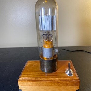Industrial Vacuum Tube Night Light / Accent Light With Medium Walnut ...