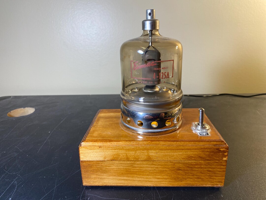 Eimac Industrial Vacuum Tube Night Light / Accent Light With Golden Oak ...
