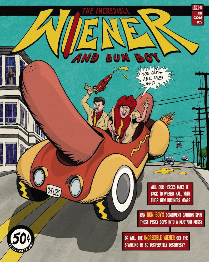 The Incredible Wiener and Bun Boy Digital Art Print I - Etsy