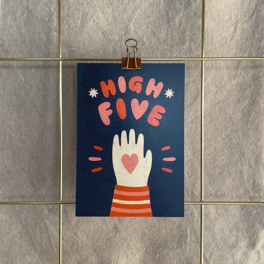 Postcard »high Five« | A6 Art Print on 300g Recycled Paper | Done ...