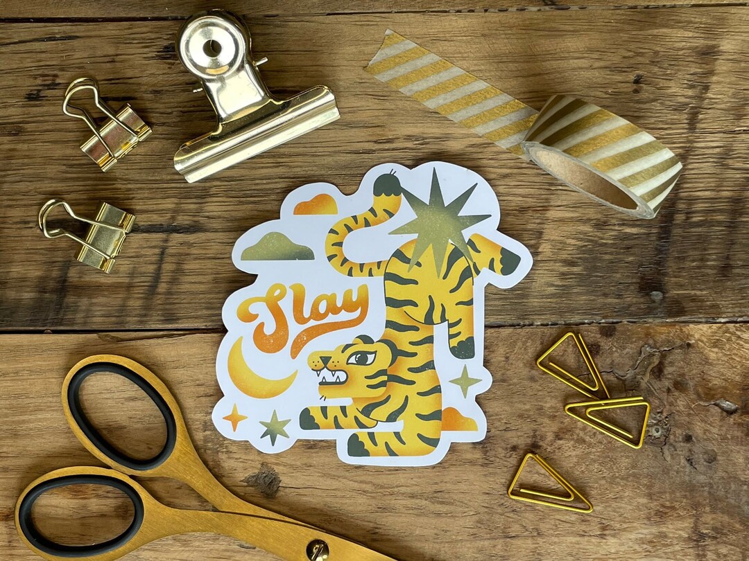 Sticker slay Tiger Matte Sticker Paper 95 X 90 Mm Magic, Motivational ...