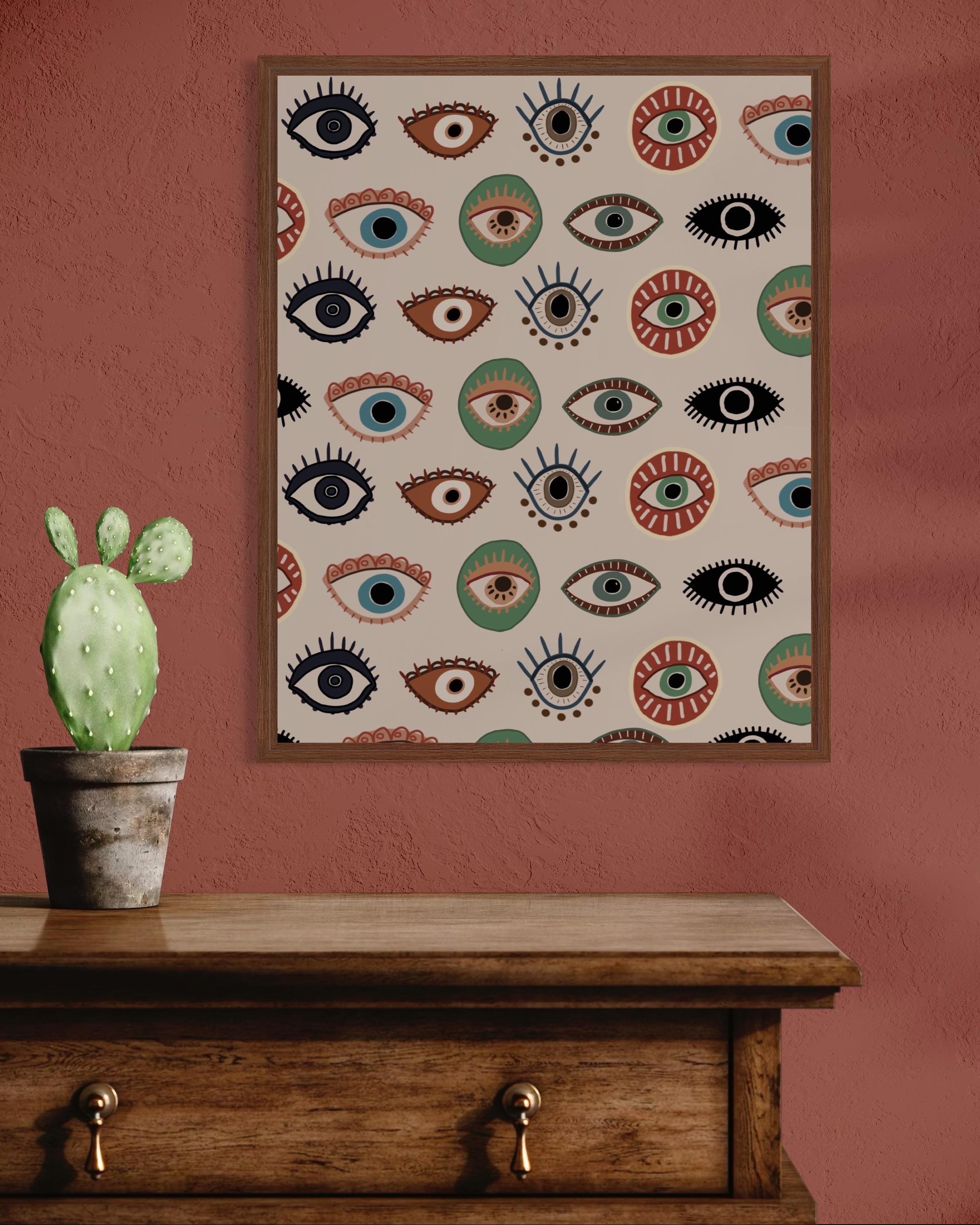 Boho Eye Pattern Digital Wall Art | Mystical Abstract Printable ...