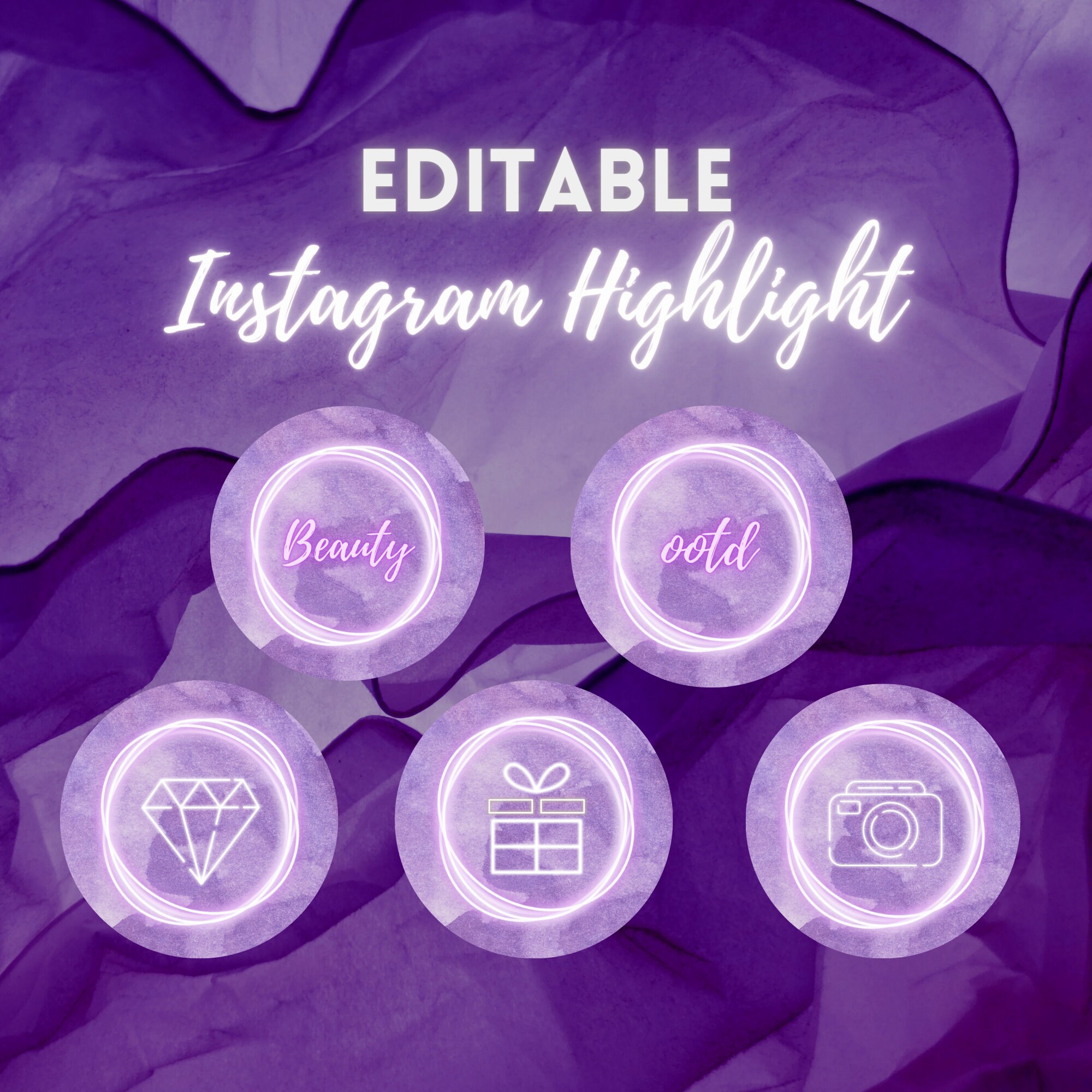 Purple Neon Instagram Highlights, Tropical IG Story Highlight Covers ...