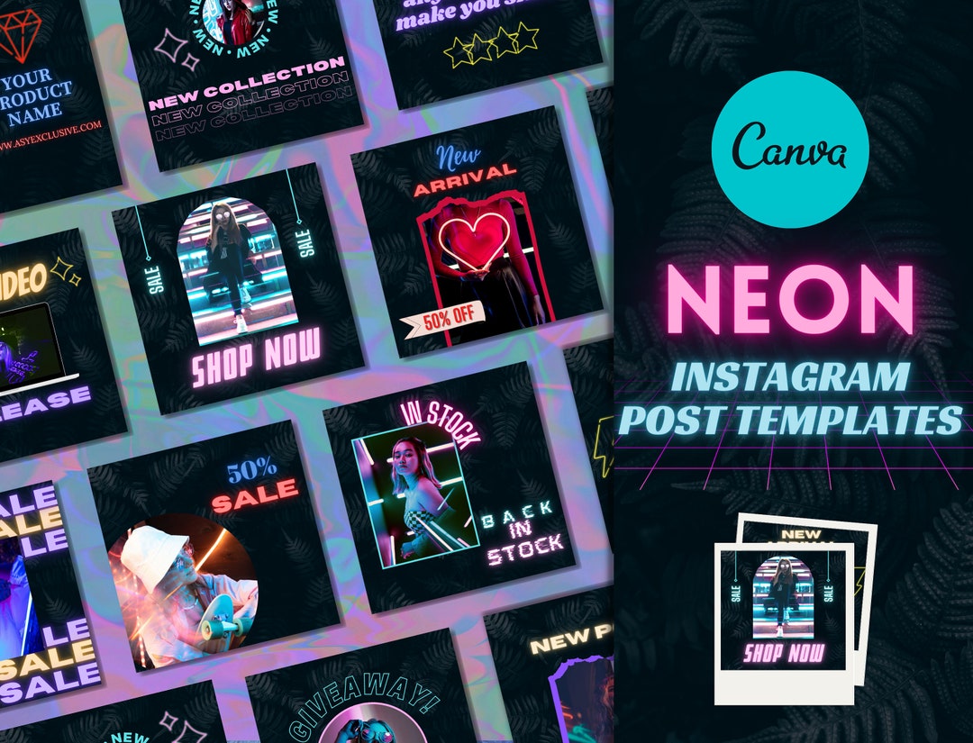 Neon Instagram Post Template | Editable Instagram Business Post ...