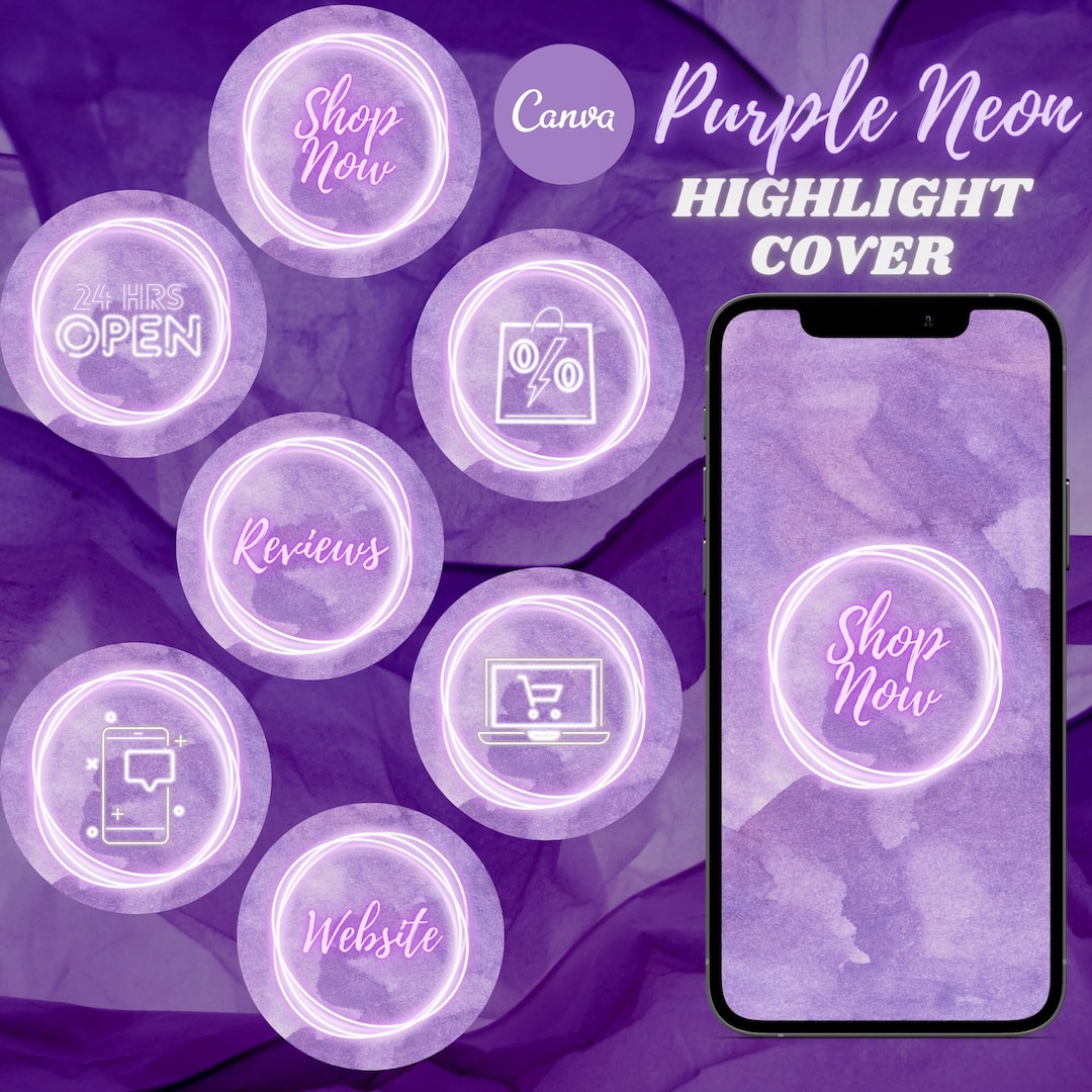Purple Neon Instagram Highlights, Tropical IG Story Highlight Covers ...