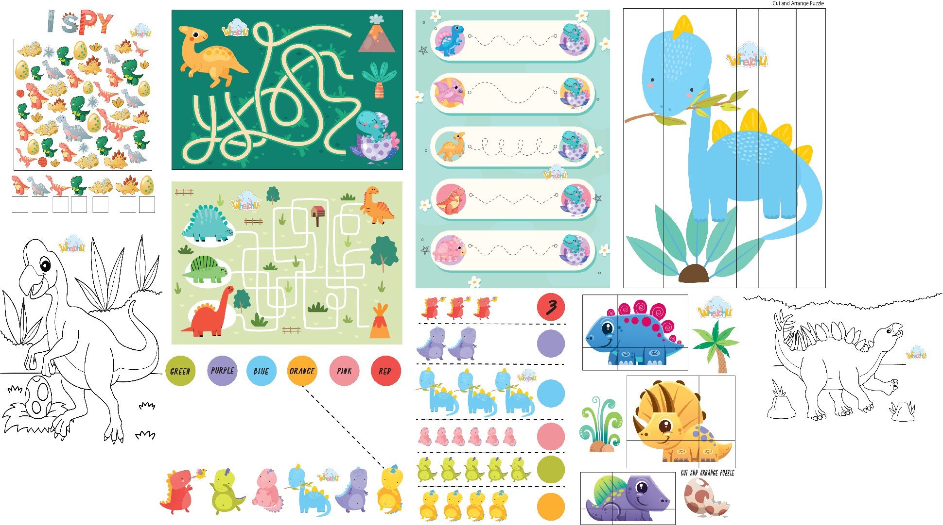 Dinosaur Activity Pack Printable Kids Worksheet Fun Activities - Etsy