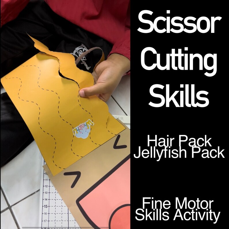 Printable Fine Motor Skills Activity Scissor Cutting Skills Pack Hair ...