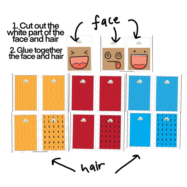 Printable Fine Motor Skills Activity Scissor Cutting Skills Pack Hair ...