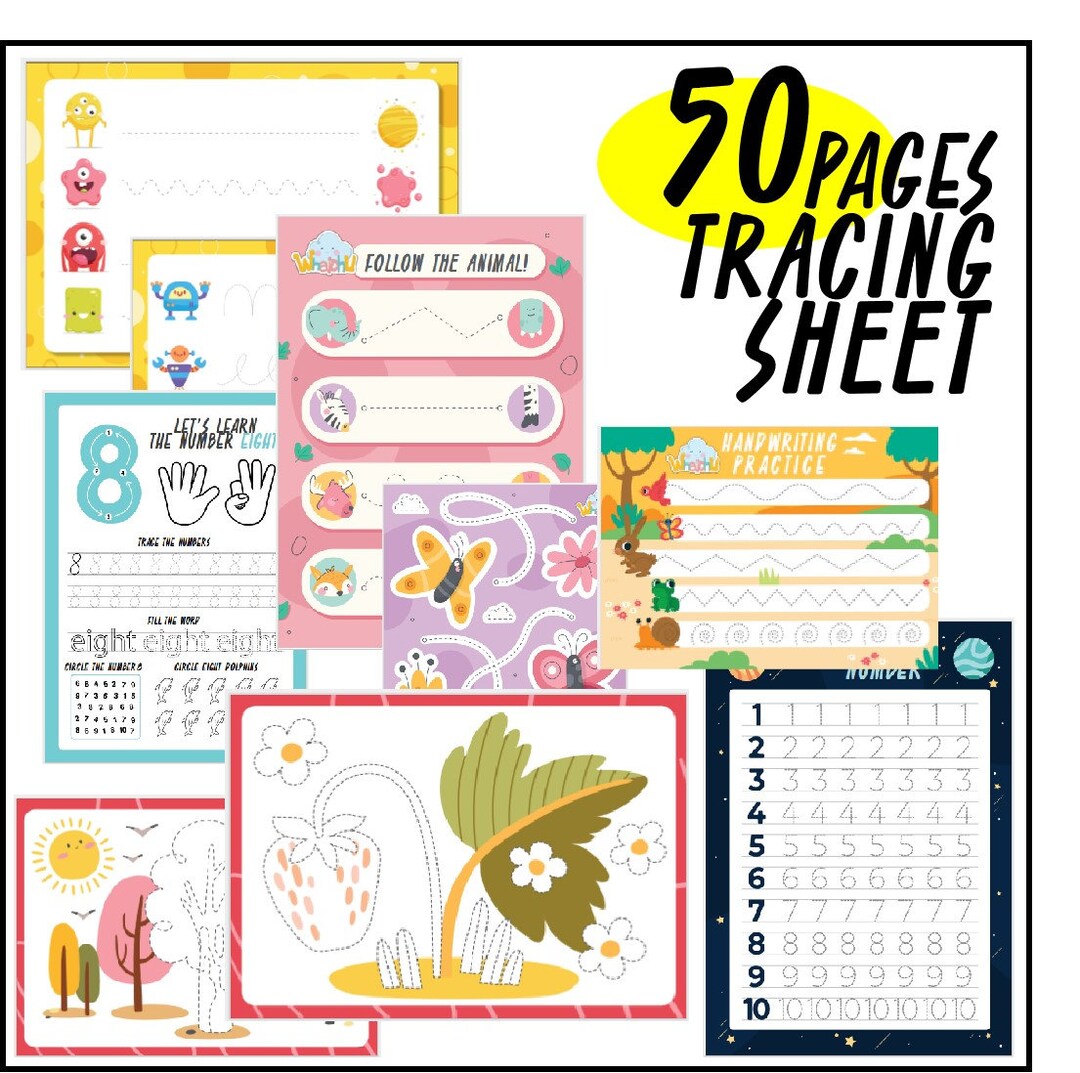 Tracing Worksheet for Kids Printable Pdf Handwriting Practice Fine ...