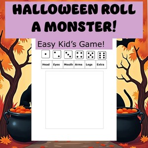 Roll-a-monster Halloween Game – Printable Dice Drawing Game for Kids ...
