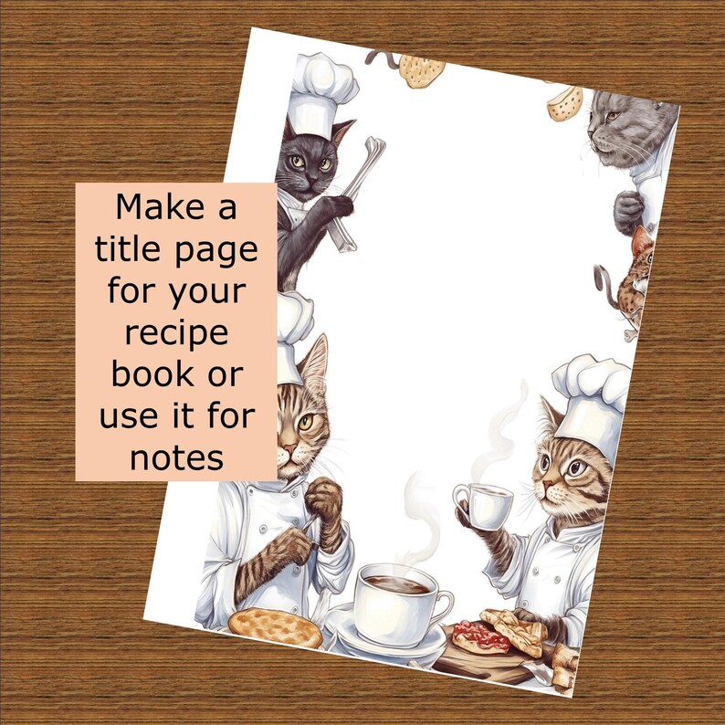 Printable Recipe Pages | Chef Cats | Recipe Cards | Recipe Book ...