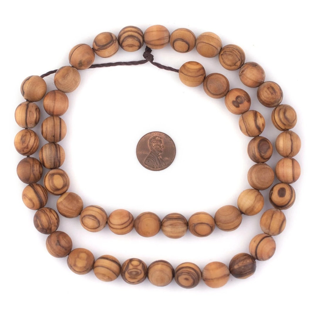 Handmade 70 Round Olive Wood Beads Necklace From the Holy Land of ...