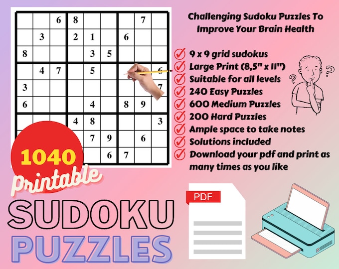 Sudoku Puzzles, Adult Printable Games, Kids Printable Games, Family ...