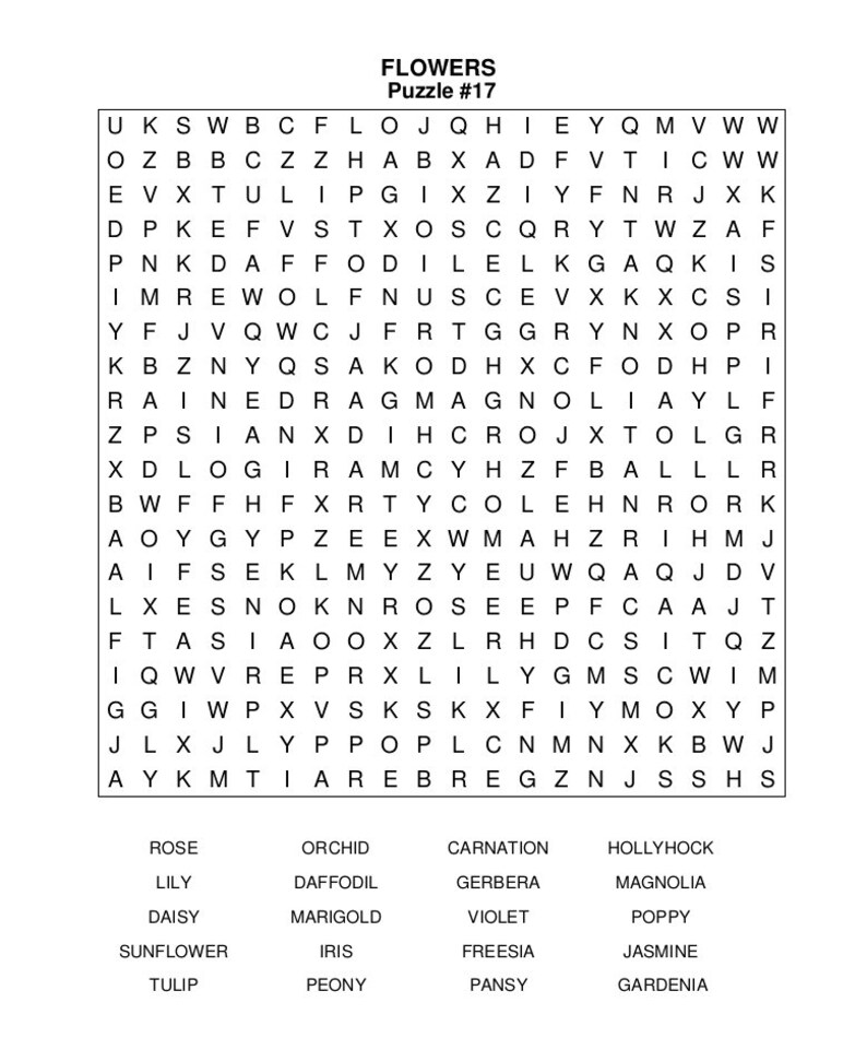 Word Search Puzzle Printable Word Search Printable Puzzle Activity ...