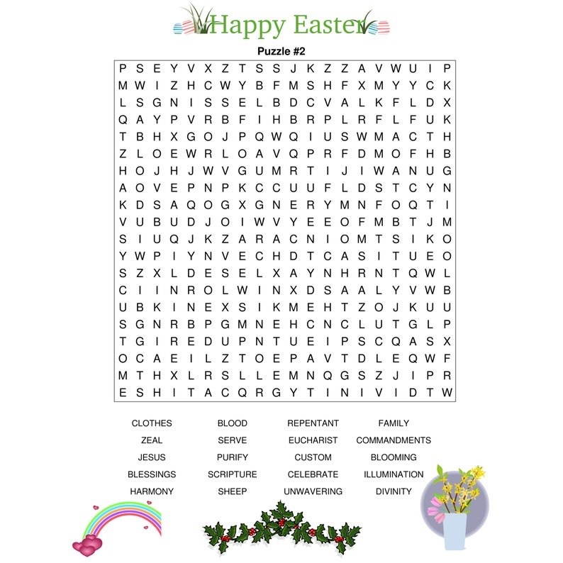 Easter Word Search Puzzle Printable Easter Coloring Pages - Etsy