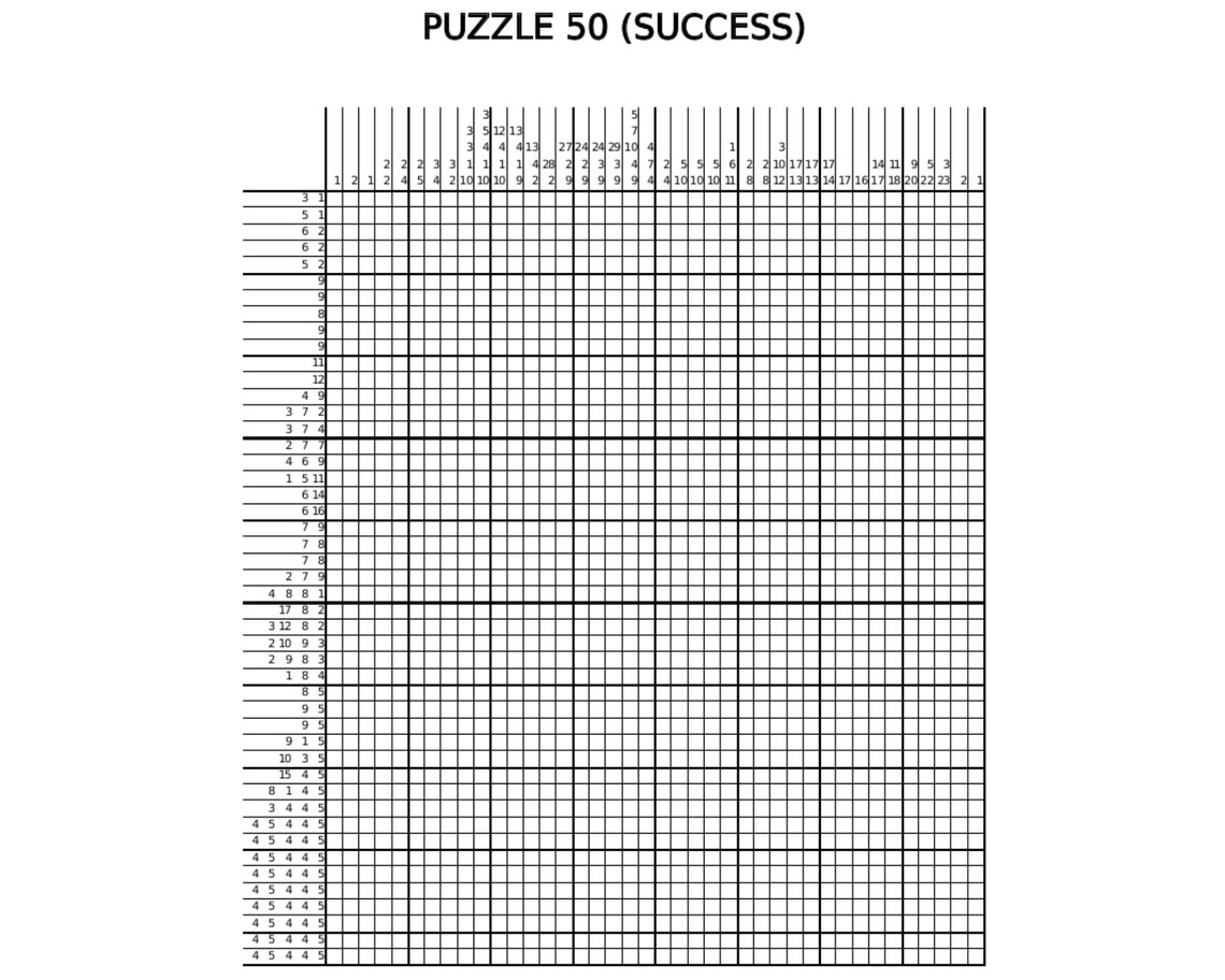 Nonogram Puzzle Printable Nonogram Puzzle Pic a Pix Game Paint by ...
