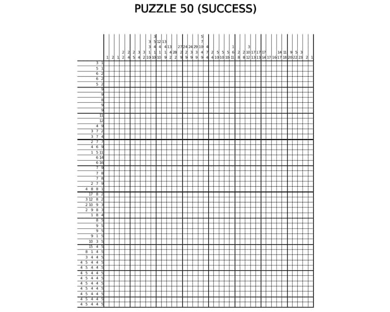 Nonogram Puzzle Printable Nonogram Puzzle Pic a Pix Game Paint by ...