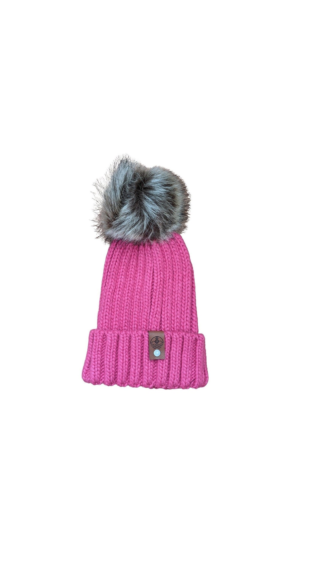 Eriskay Pink Woolly Hat: Hebridean Acrylic Knit Bobble Pom Winter Hat ...