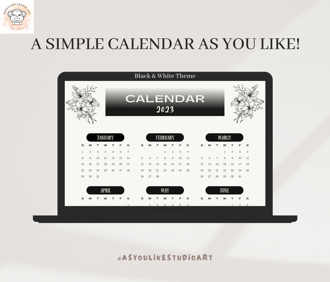 2023 Editable & Printable Calendar Potrait, Calendar Template Canva ...