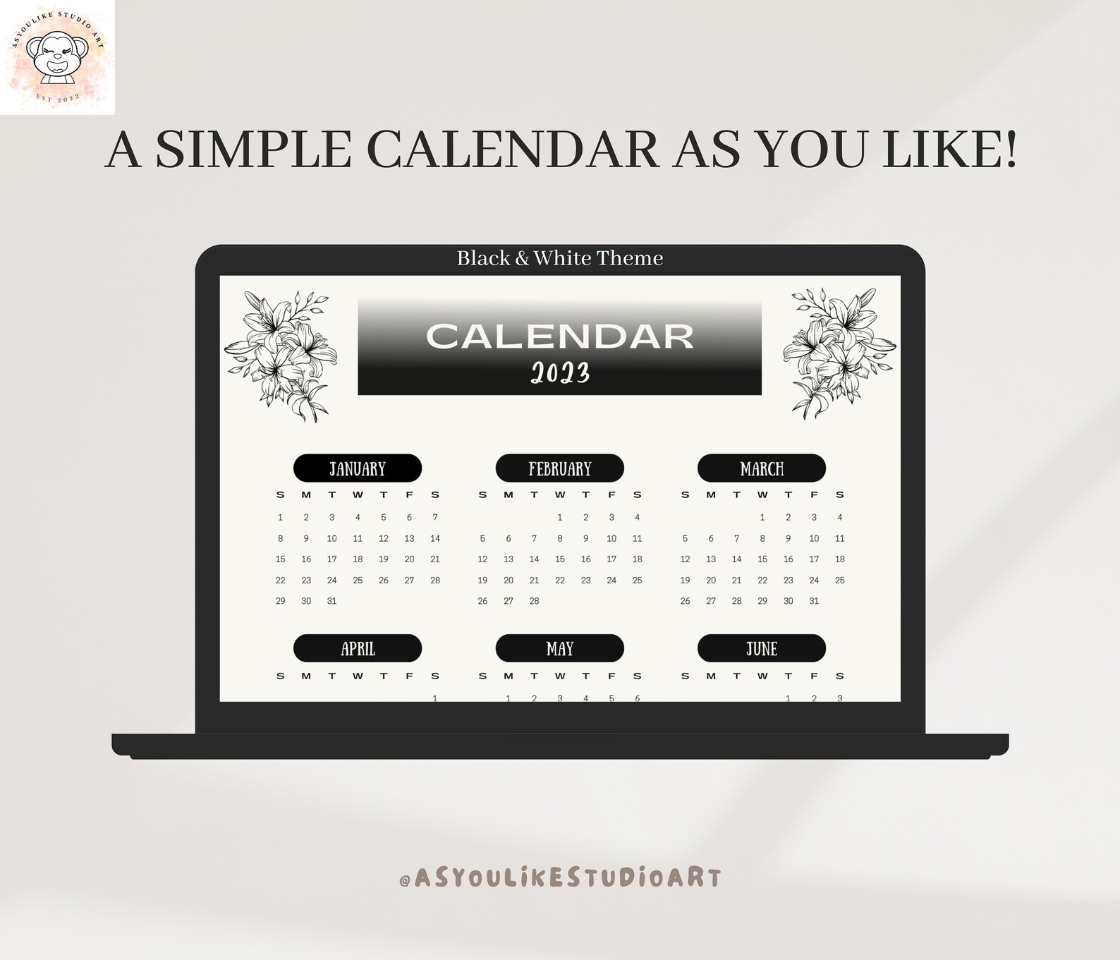 2023 Editable & Printable Calendar Potrait, Calendar Template Canva ...