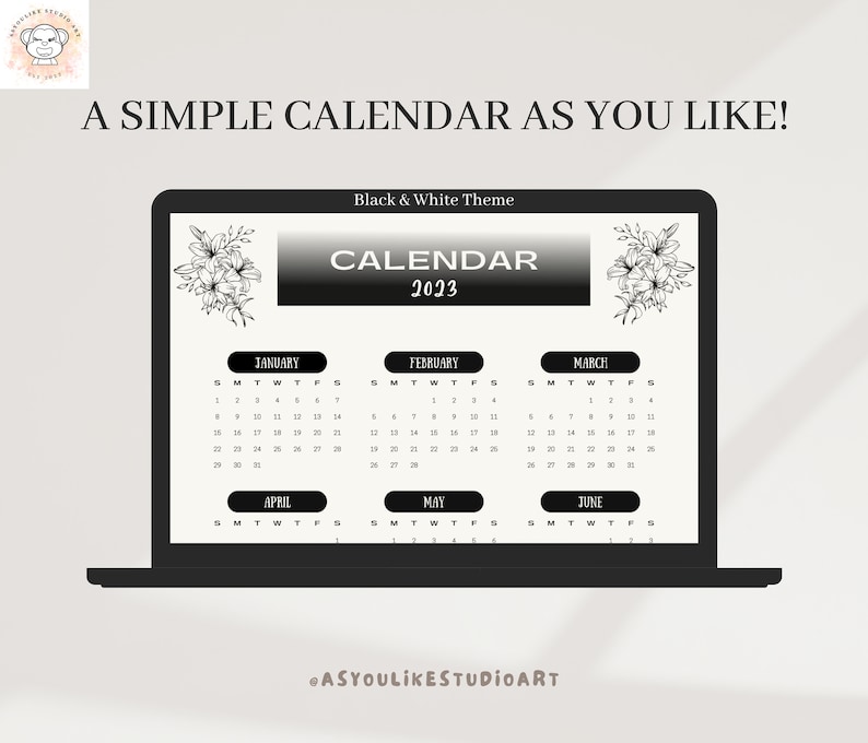 2023 Editable & Printable Calendar Potrait, Calendar Template Canva ...