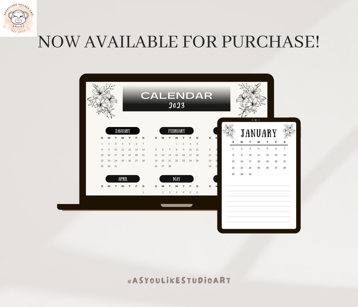 2023 Editable & Printable Calendar Potrait, Calendar Template Canva ...