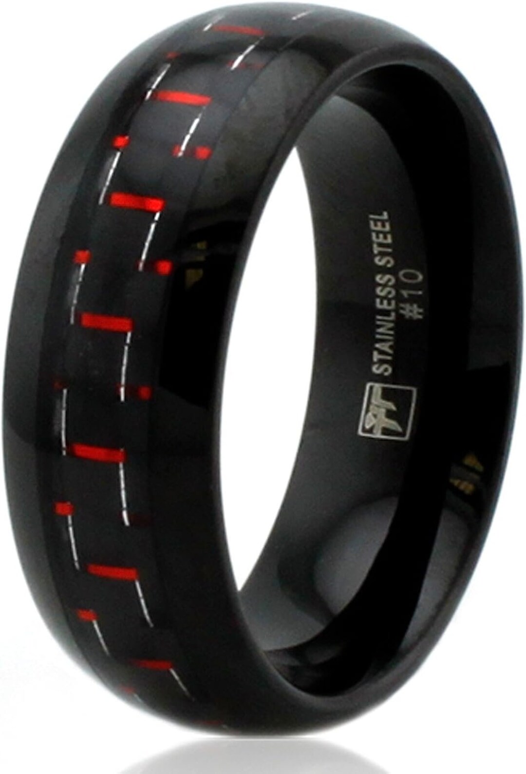 Black and Red Carbon Fiber Center Band Ring Stainless Steel - Etsy