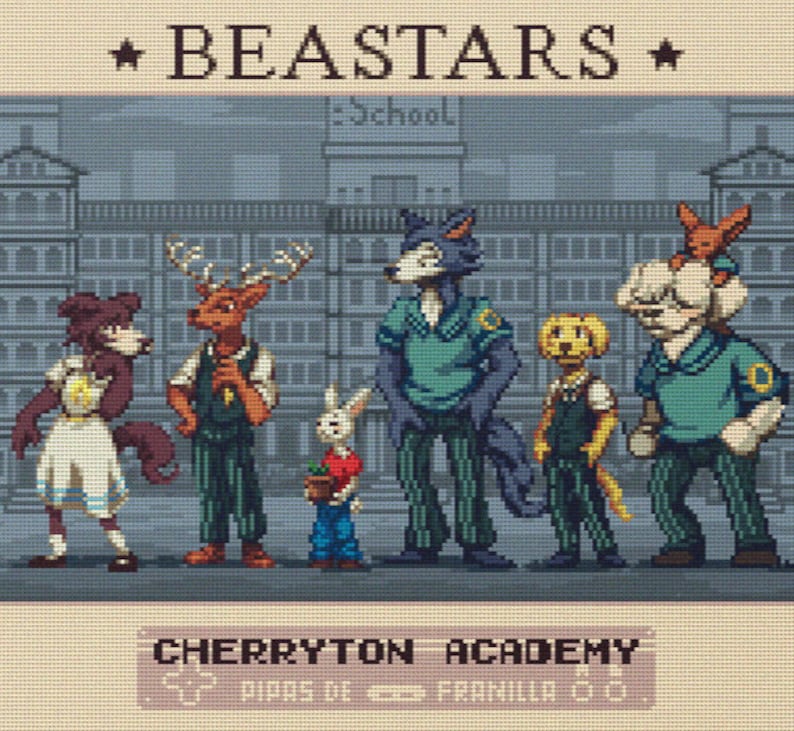 BEASTARS Cherryton Academy 4 in 1 PACK Kreuzstichmuster Original Design ...