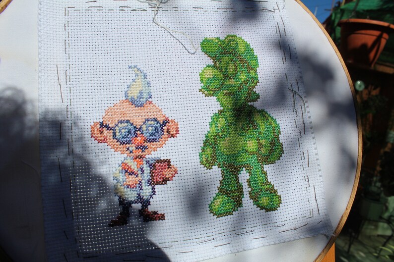 Luigi's Mansion 3: Gooigi & E. Gadd - Cross Stitch Pattern - Original ...