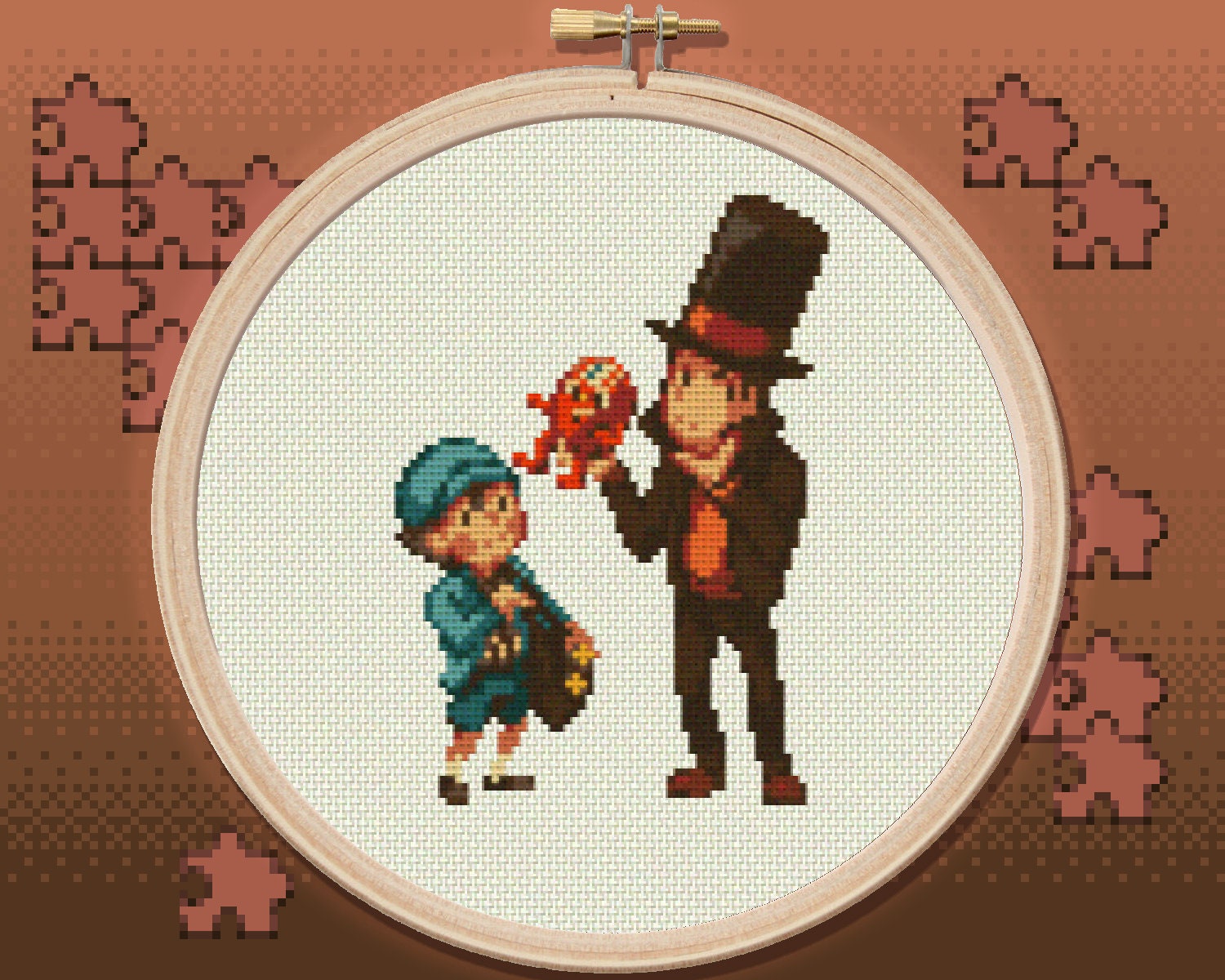 Professor Layton & Luke Triton - Cross Stitch Pattern - Original Design ...