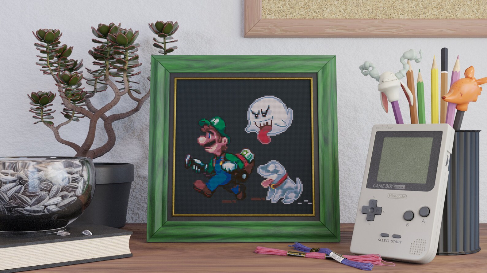 Luigi's Mansion 3: Luigi, Boo & Polterpup - Cross Stitch Pattern ...