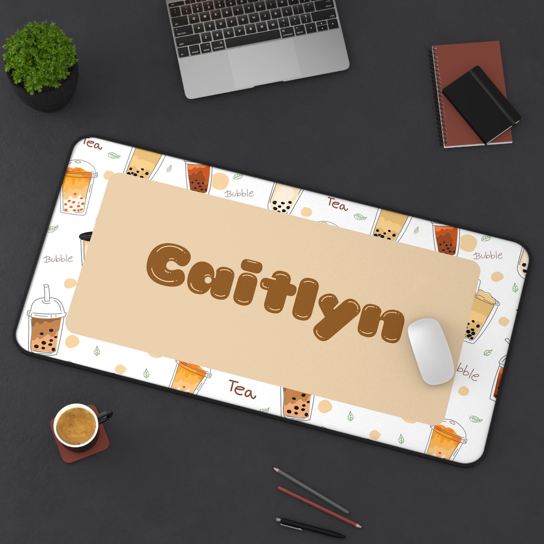Personalized Bubble Tea Desk Mat Customizable Name Neoprene Anti-slip ...