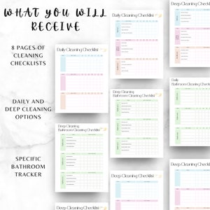 Color Coded Printable Cleaning Checklist - Daily Tracking, Deep ...