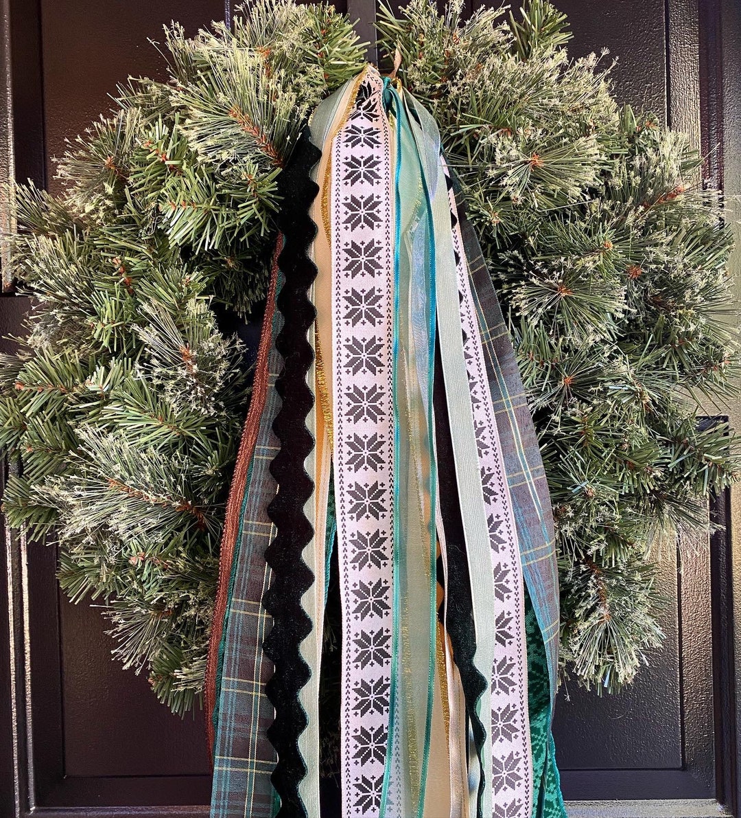 The Cozy Cabin Set Christmas Ribbon Set Gold Green Ribbon - Etsy