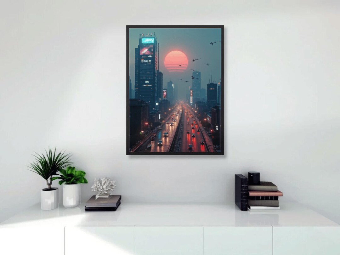 Neon Horizon Cityscape – Cyberpunk Printable Art - Etsy