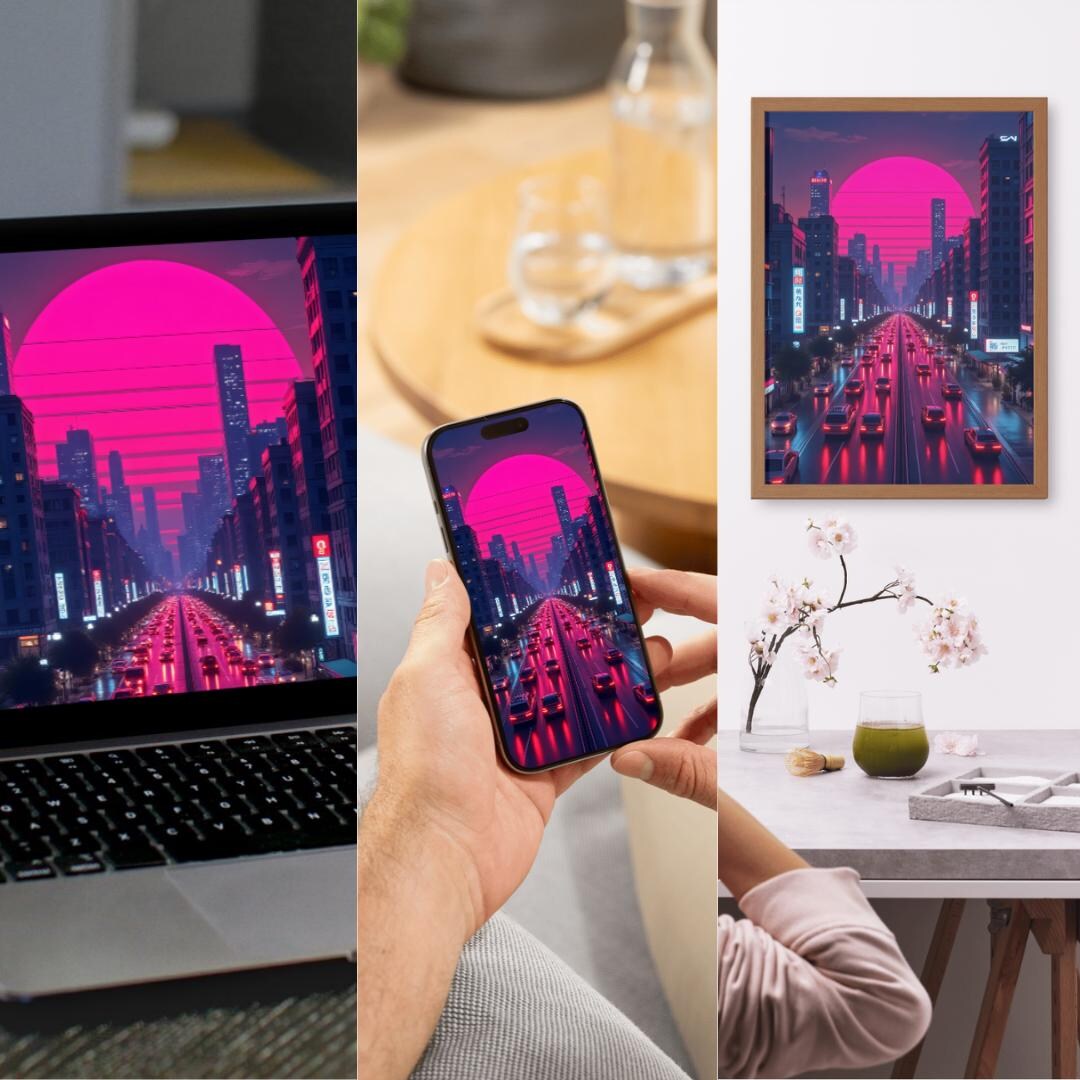 Neon Overdrive – Cyberpunk City Sunset Wallpaper Pack (desktop, Mobile ...