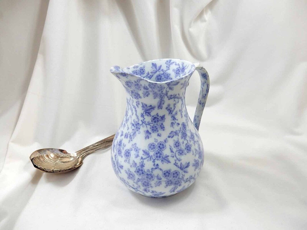 Gorgeous Large Antique Romantic Pitcher With Lovely Purple Decoration ...
