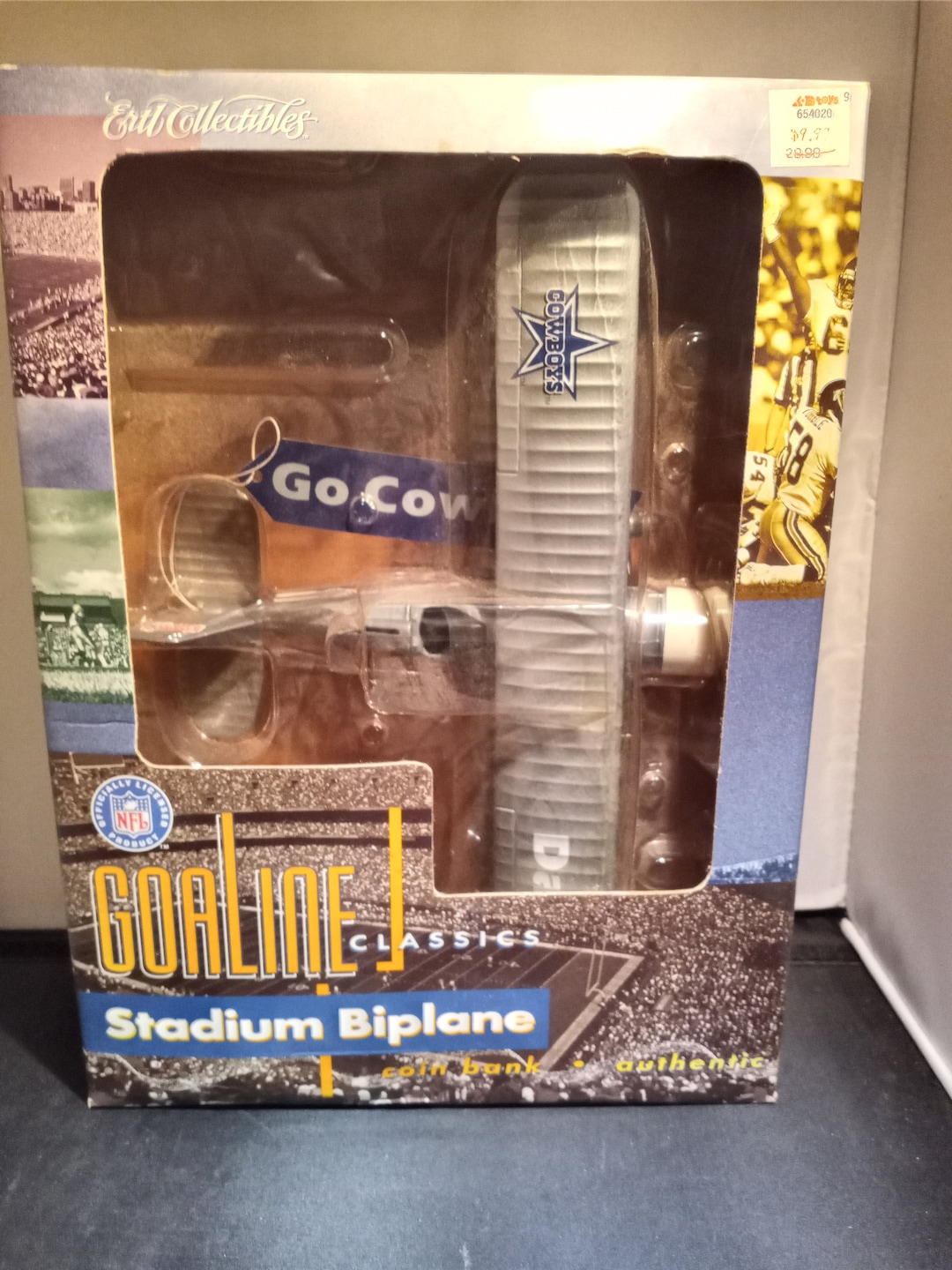 Vintage Dallas Cowboys Stadium Biplane Die Cast Coin Bank, 1997 Ertl ...