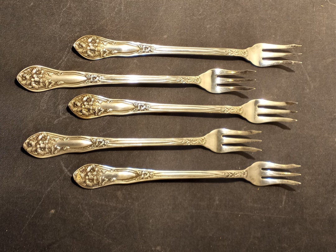 Vintage 5(pc) FAIRFIELD FLORAL Seafood Cocktail Fork Circa 1913 ...