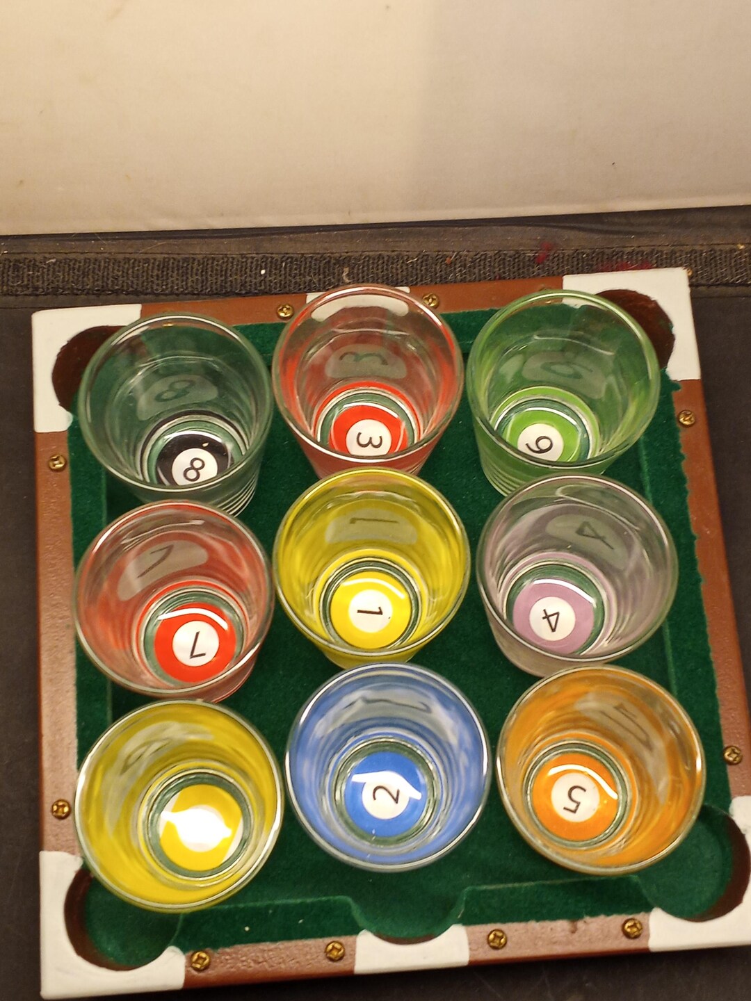 Vintage Pool Table Shot Glass Set - Etsy