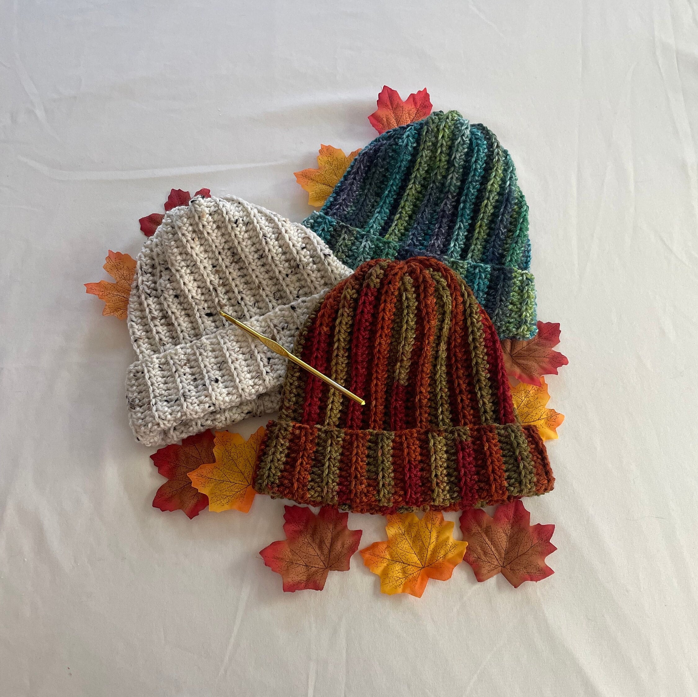 Ready-to-ship Crochet Beanies, Handmade Multicolor Beanies, Split Color ...