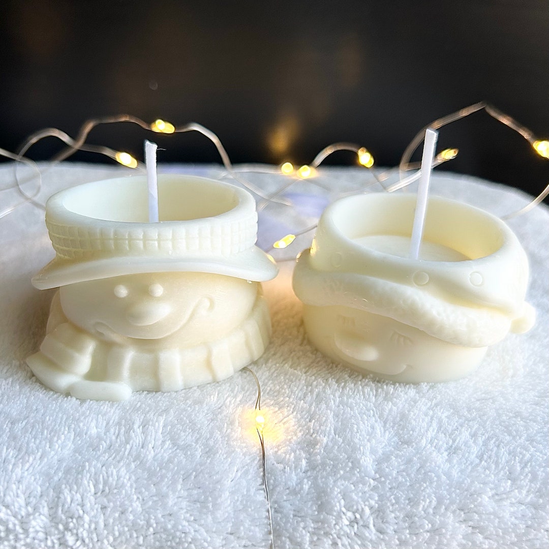 Two Tealight Snowman Candles Snowman Candle Winter Candle Winter Home ...