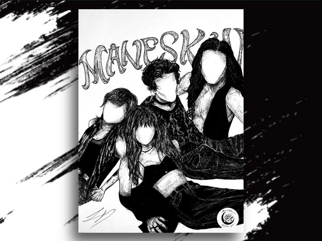 Måneskin Black and White Band Drawing | Art Print - Etsy