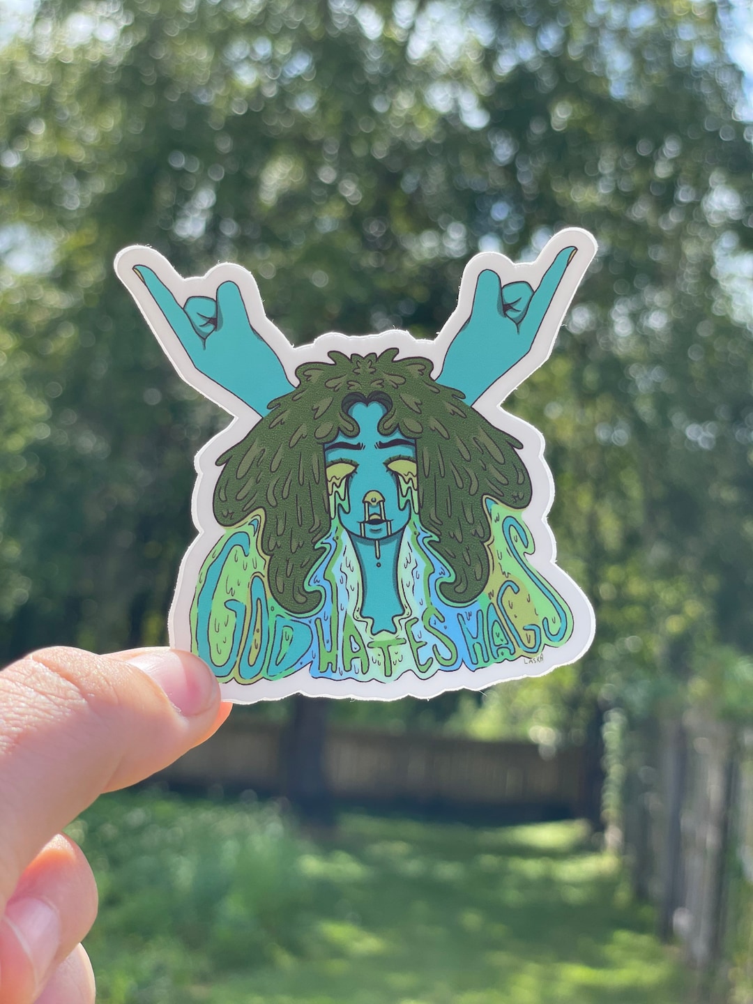 Green Hag | Vinyl | Waterproof | Laptop Sticker| Water Bottle Sticker ...