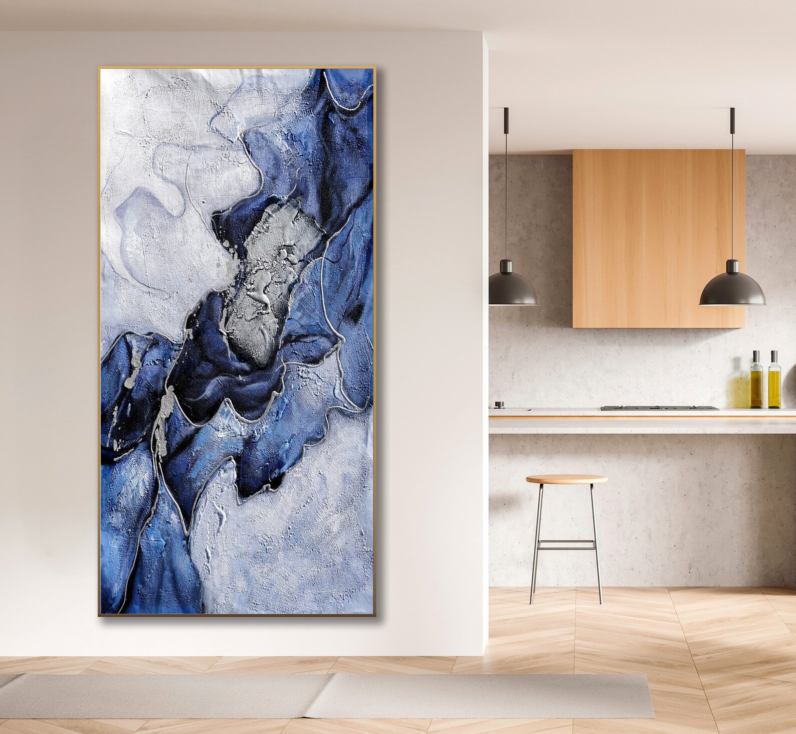 Blue Silver Marble Art Blue Silver Marble Canvas Navy Blue - Etsy